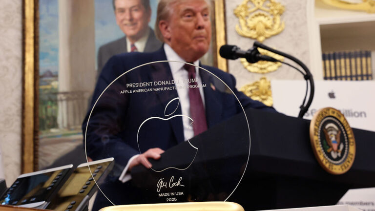 Listing image for first story in Most Read: Trump wanted a US-made iPhone. Apple gave him a gold statue.