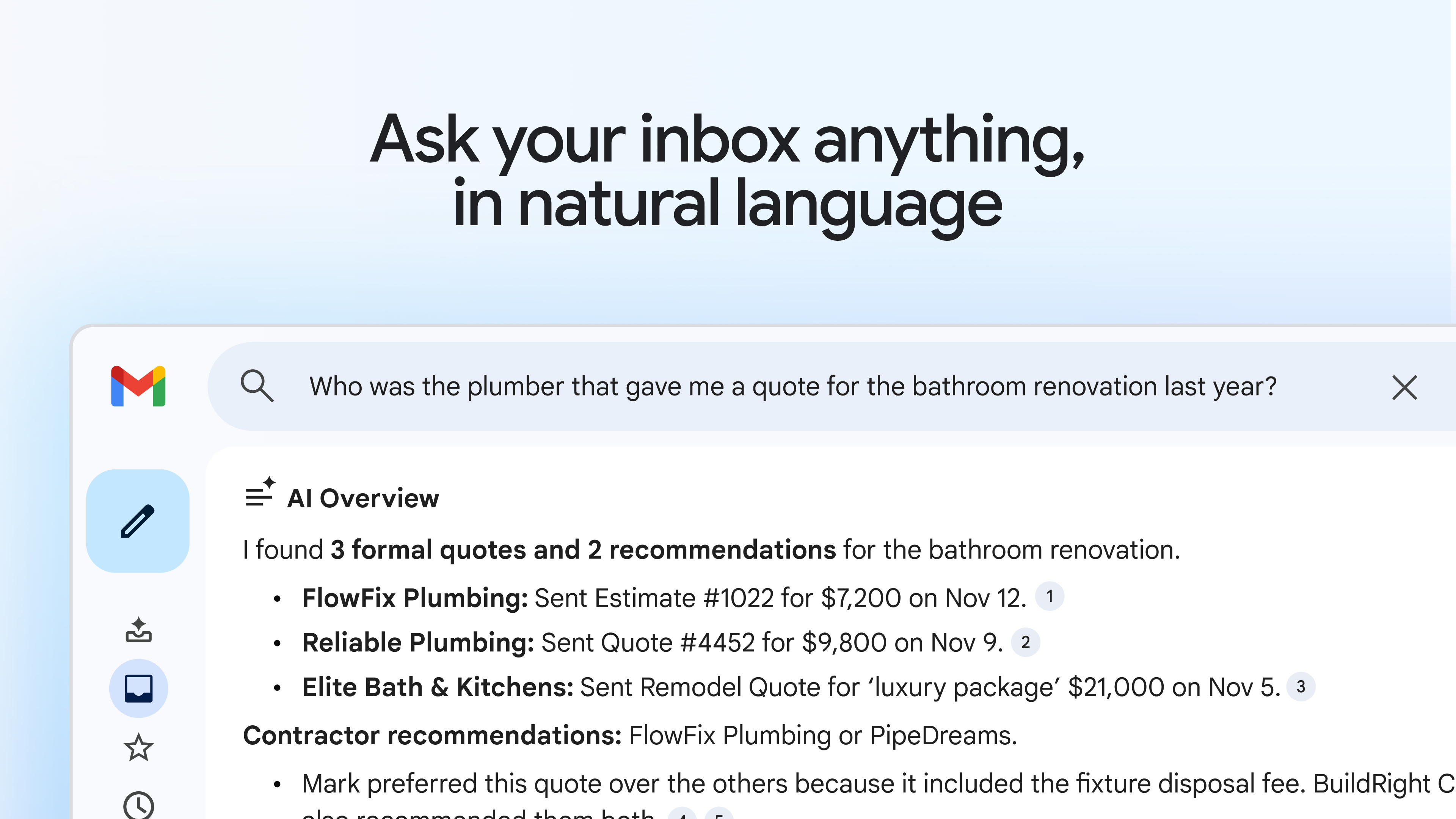 Google announces AI Overviews in Gmail search, experimental AI ...
