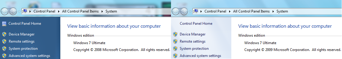 Side by side: UI changes from Windows 7 beta to build 7048 - Ars Technica