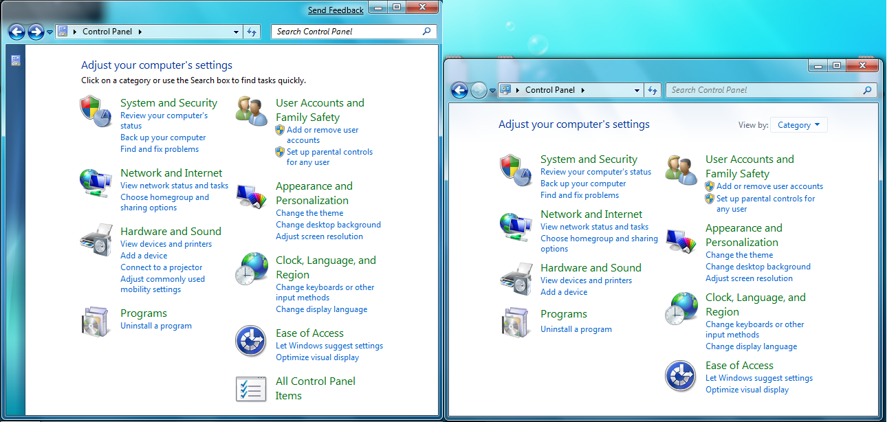 Side by side: UI changes from Windows 7 beta to Windows 7 RC - Ars Technica