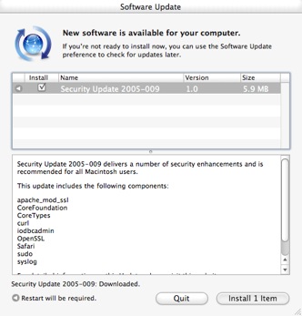 Apple: Security update 2005-009 for Apple’s OS X operating system ...