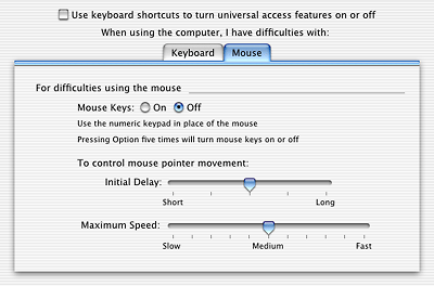 Universal Access preferences